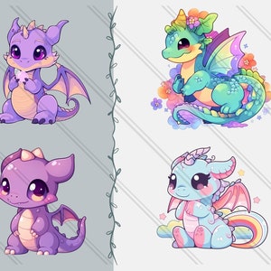 22 PNG Watercolour Colorful Fantasy Dragon Clipart - Rainbow Digital ...