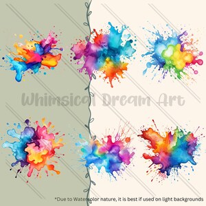 24 Paint Splatter Clipart, Watercolor Color Splash Clipart PNG Paint ...