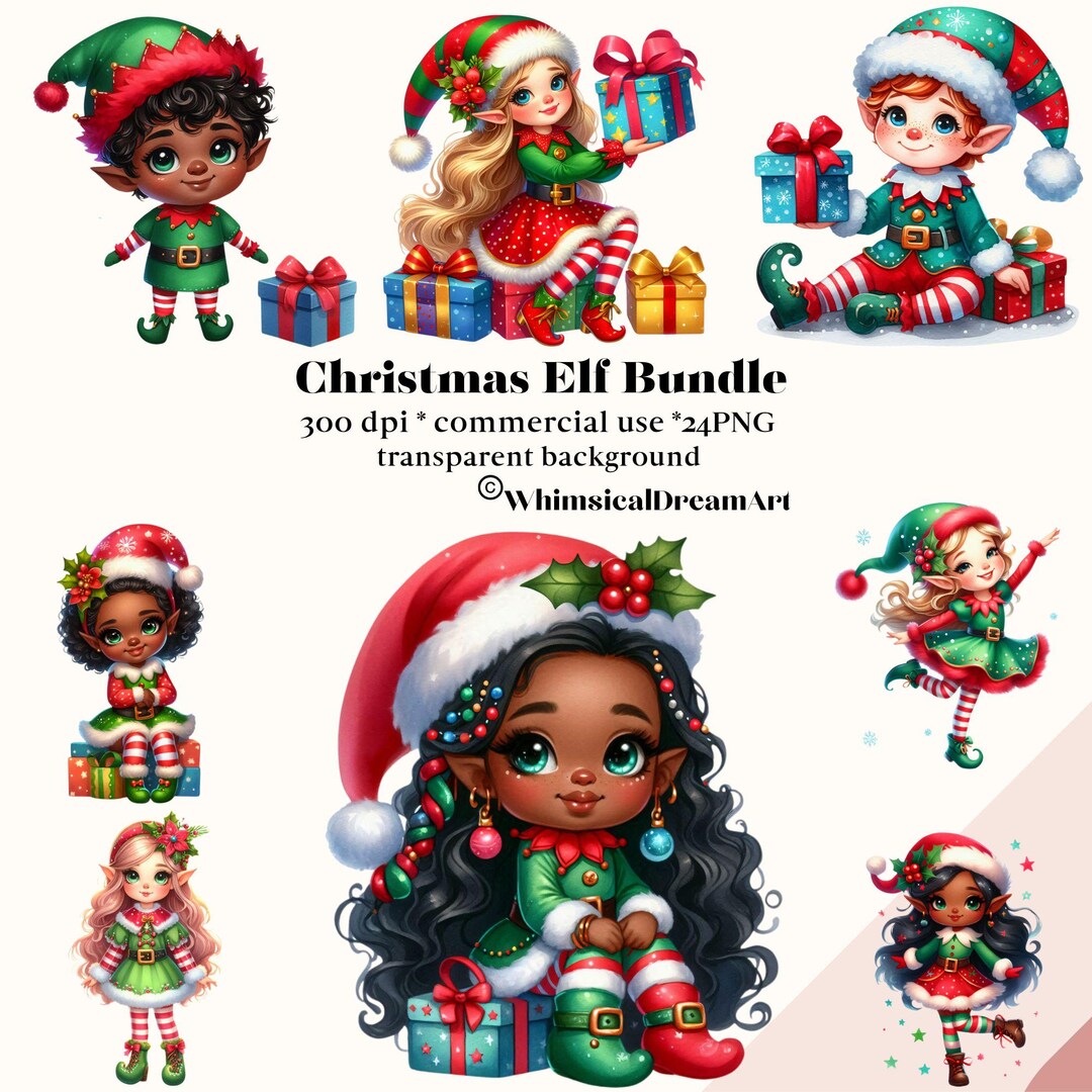 24 Christmas Elves Clipart, Christmas Clipart, Elves Clipart, Christmas ...