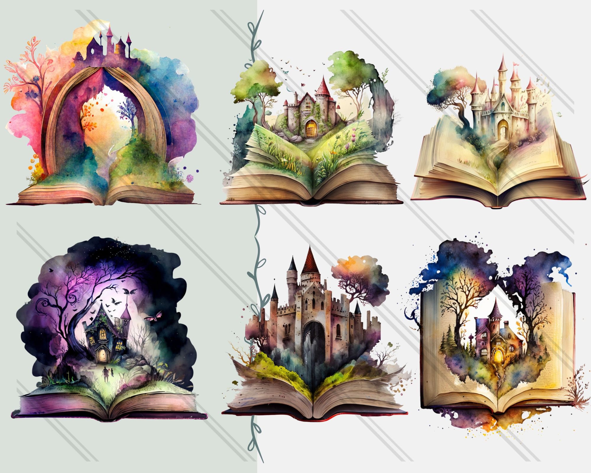 22 PNG Watercolor Fantasy Books Clipart, Open Book Clip Art, Fantasy ...