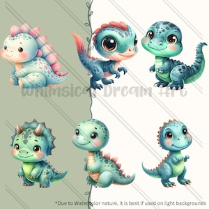 25 Watercolor Dinosaurs Clipart, Dino Theme Baby Party Printables, Cute ...