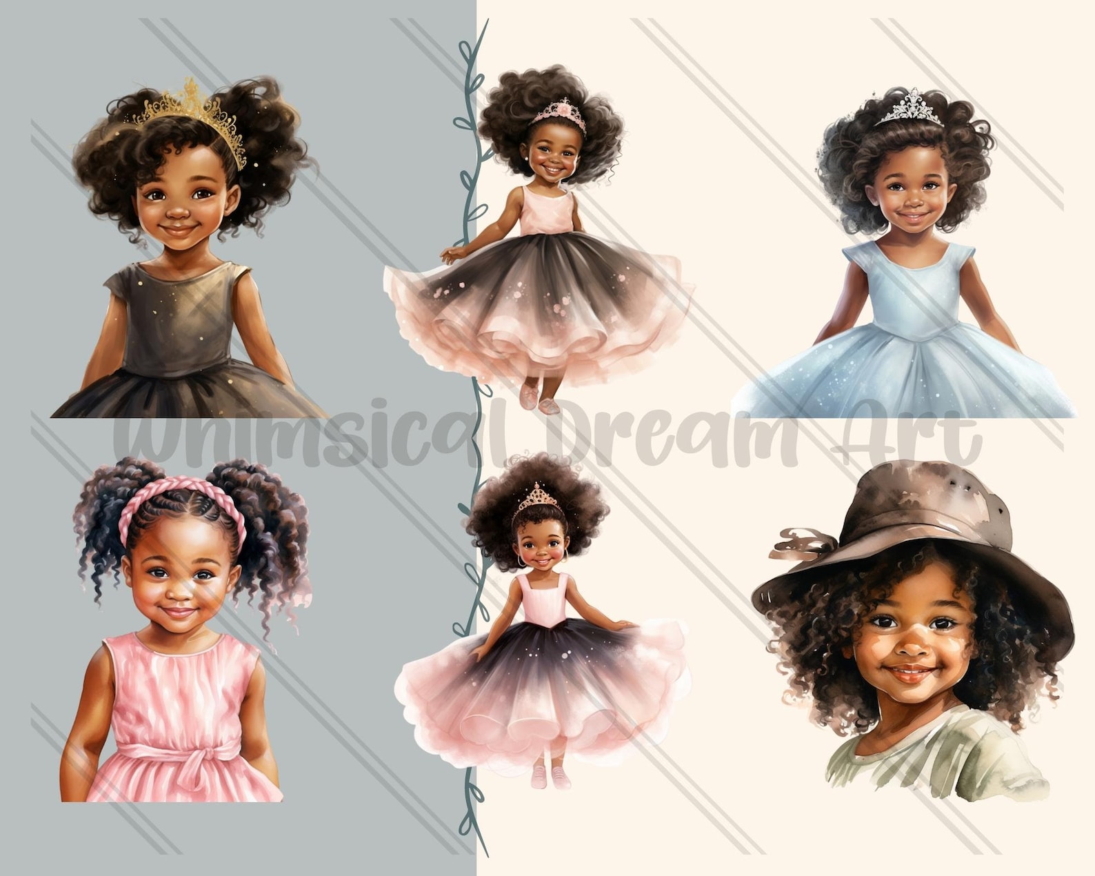 24 PNG Cute Black Girls Watercolor Bundle Little Black Girl - Etsy