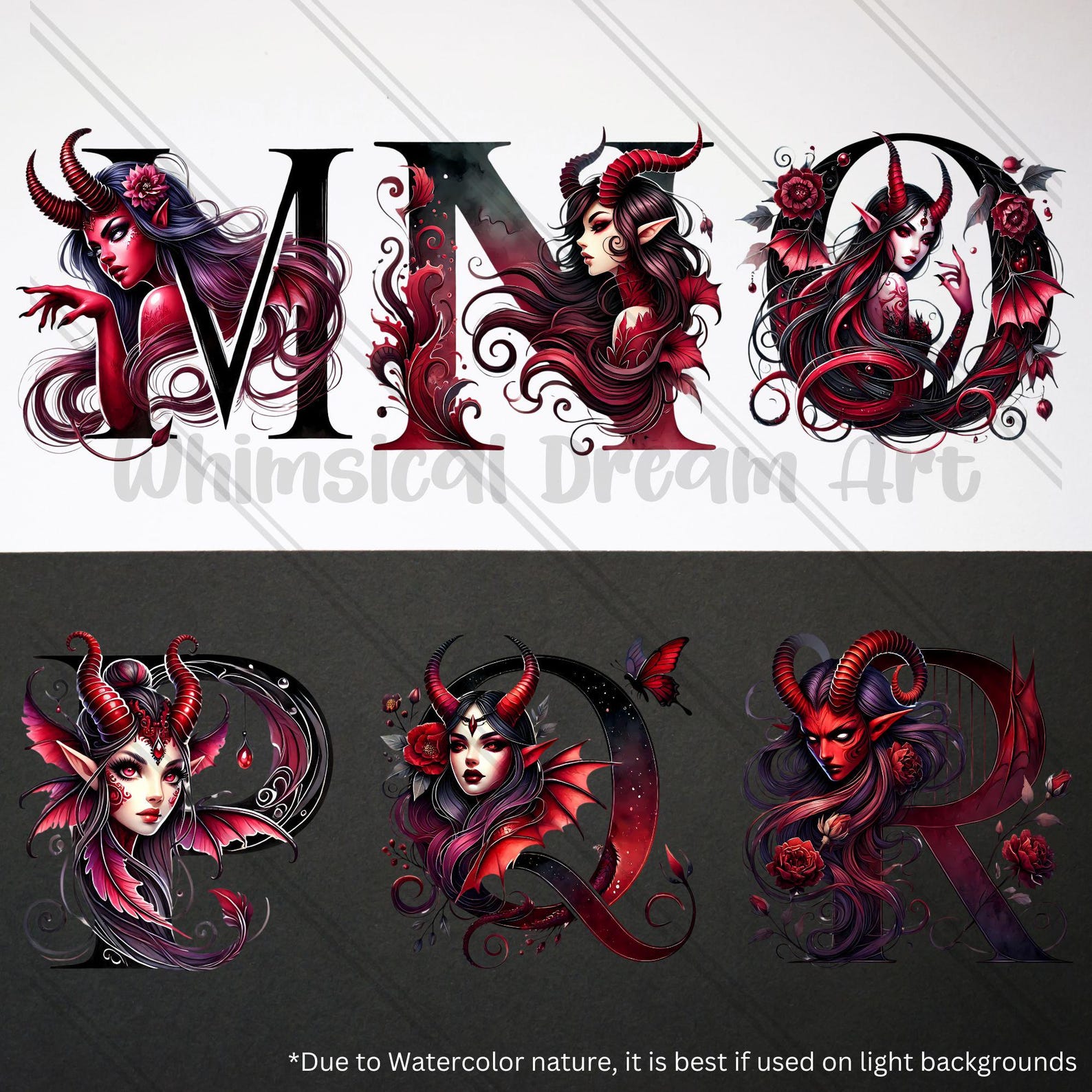 Lilith Clipart Decorative Letters, Uppercase Alphabet Set, Clipart Png ...