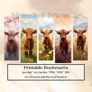 20 Cute Highland Cow Bookmark Designs, Printable Bookmarks Digital ...
