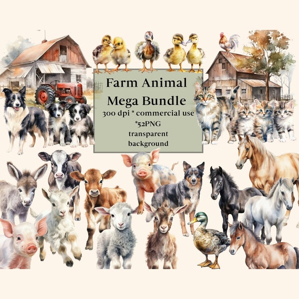 Farm Animal Clipart - Etsy