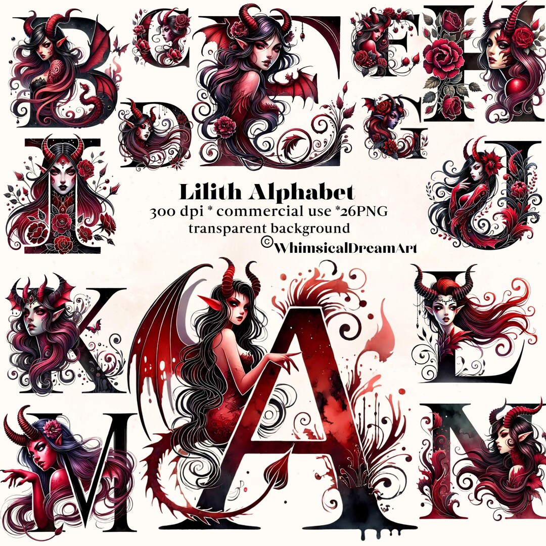 Lilith Clipart Decorative Letters, Uppercase Alphabet Set, Clipart Png ...
