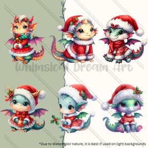 25 Watercolor Cute Christmas Fantasy Dragon Clipart, Baby Dragon PNG ...