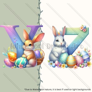 Easter Bunny Clipart Decorative Letters, Uppercase Alphabet Set ...