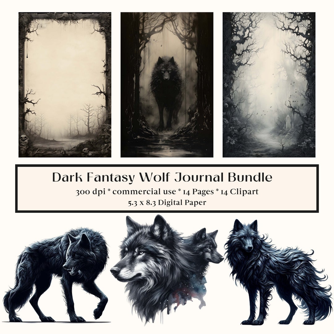 28 Dark Fantasy Wolf Digital Paper, Distressed Background, Mystical ...