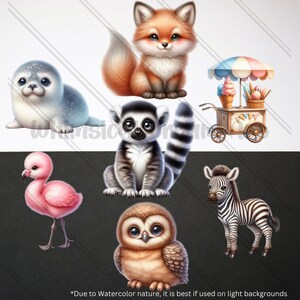52 Zoo Day Clipart Watercolor Bundle, Jungle Safari PNG, African ...