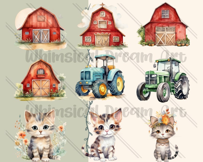 54 Watercolor Boho Farm Animal Clipart Cute Chickens, Chicks, Horses ...