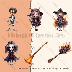 30 Whimsical Halloween Clip Art Pack, Spooky Clipart PNG, Mummy, Witch ...