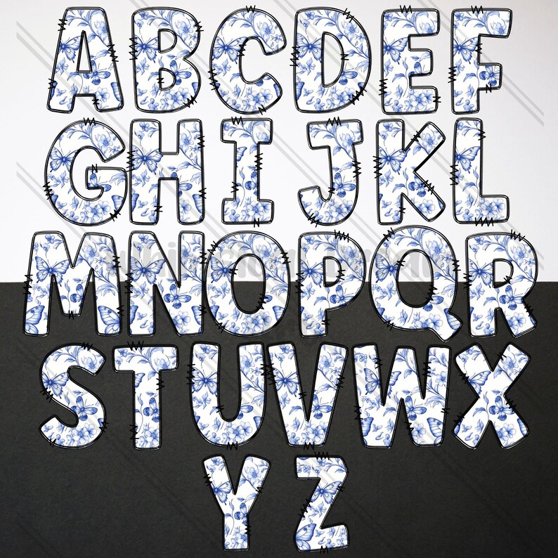 Blue Chinoiserie Letters and Numbers Clipart, DIY Crafts (digital ...