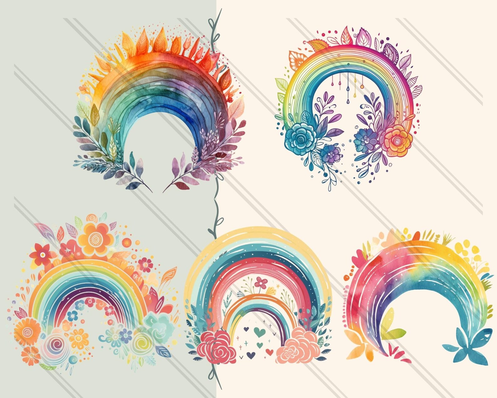 25 Rainbow Clipart Watercolor Rainbow Clip Art Background - Etsy