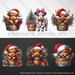 24 Christmas Highland Cow Clipart Bundle, Highland Cows in Bucket ...
