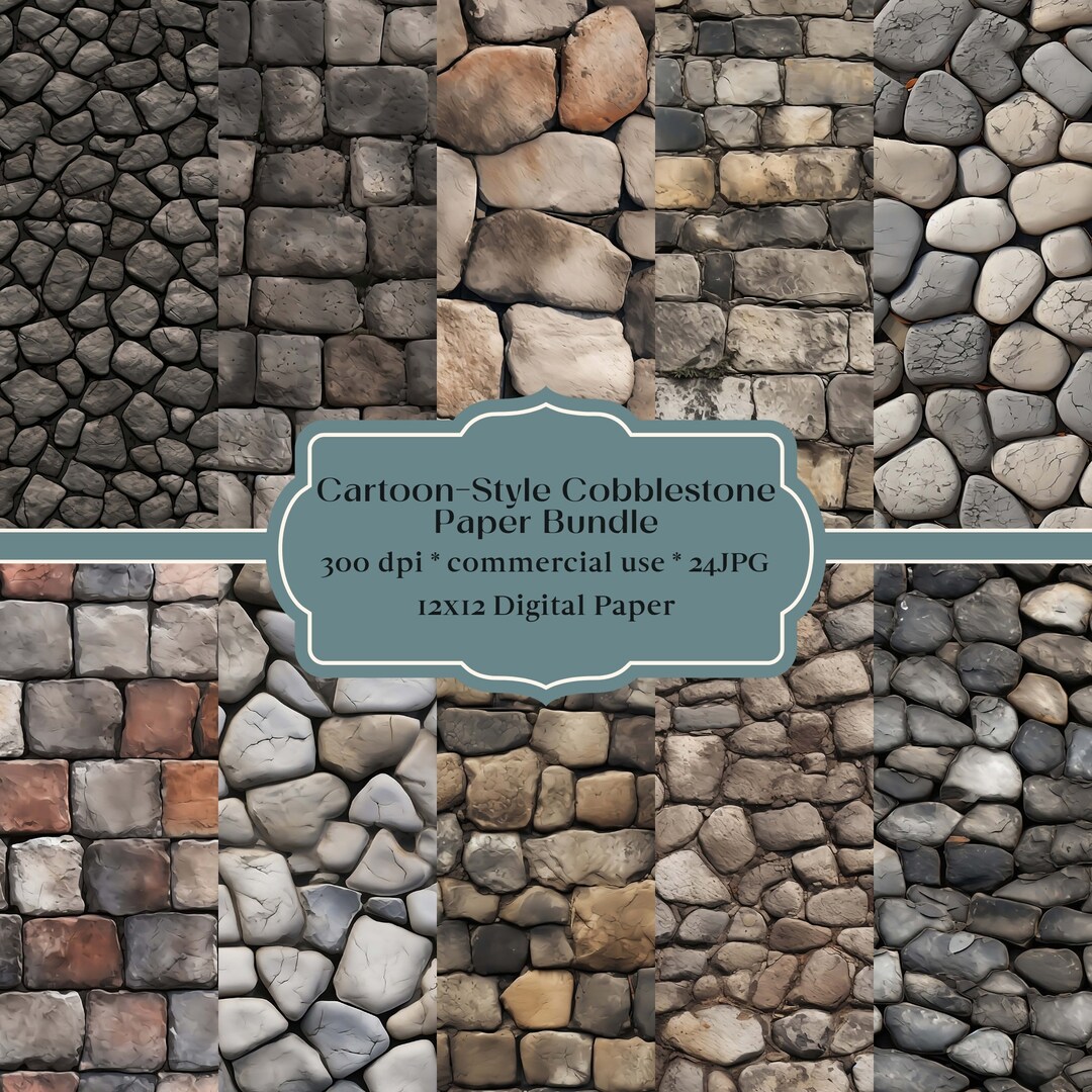 24 Seamless Cobblestone Junk Journal, Textures Digital Paper, Rustic ...