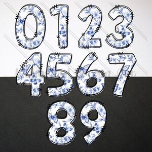 Blue Chinoiserie Clipart Decorative Letters for Commercial Use Digital ...