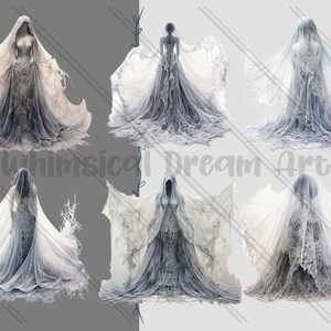 24 Watercolour Ghost Bride Clipart Images, Spooky Clipart, Digital ...