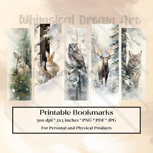 20 Winter Woodland Animal Bookmark, Printable Bookmarks Digital ...