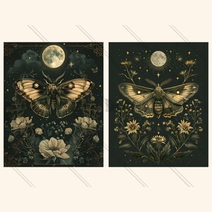26 Luna Moth Junk Journal Pages Dark Fantasy Kit Halloween Digital Printable, Distressed ...