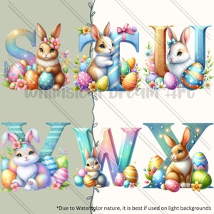 Easter Bunny Clipart Decorative Letters, Uppercase Alphabet Set ...