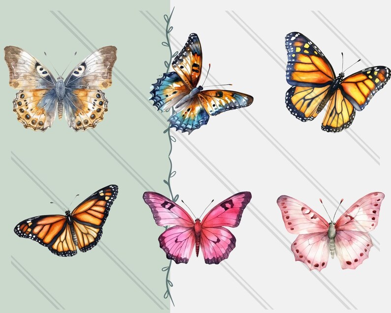 28 Butterfly Clipart Watercolor Monarch Butterfly PNG - Etsy