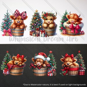24 Christmas Highland Cow Clipart Bundle, Highland Cows in Bucket ...