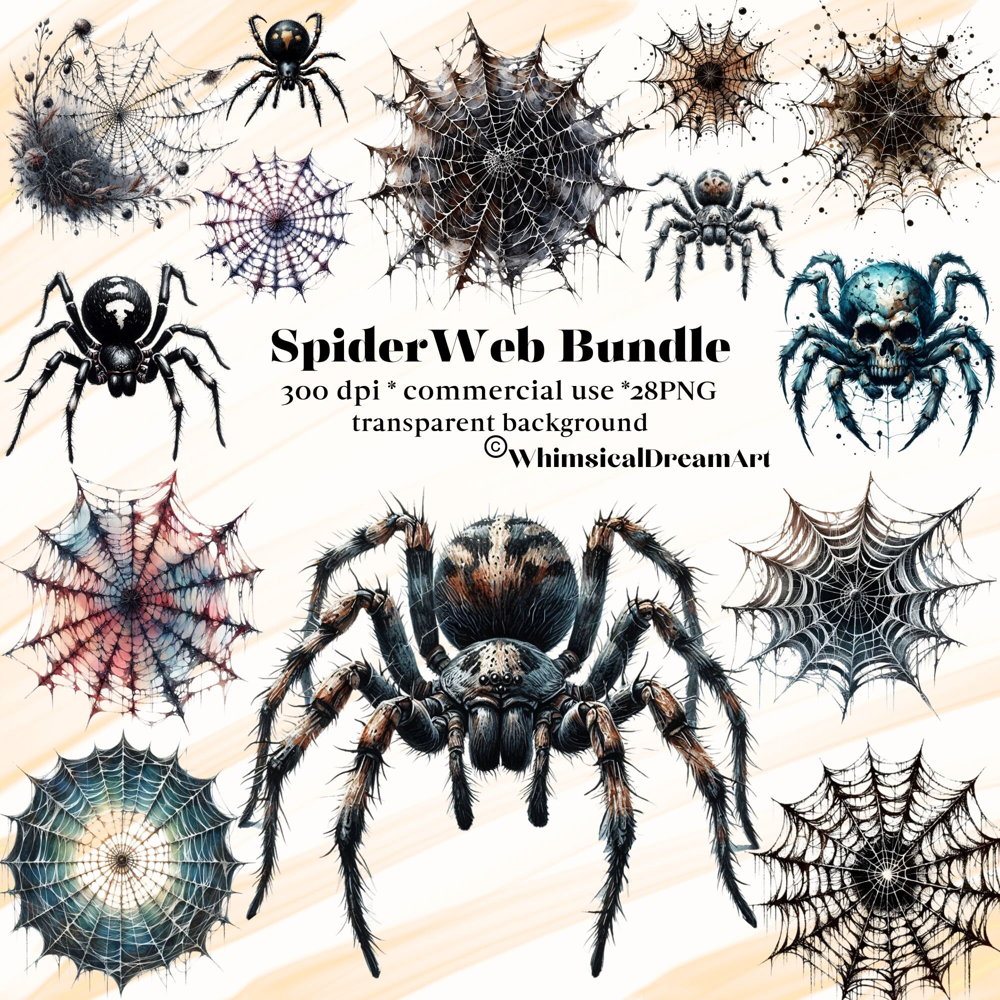 28 Watercolour Halloween Spiderweb Clipart Bundle, Spider Web PNG ...