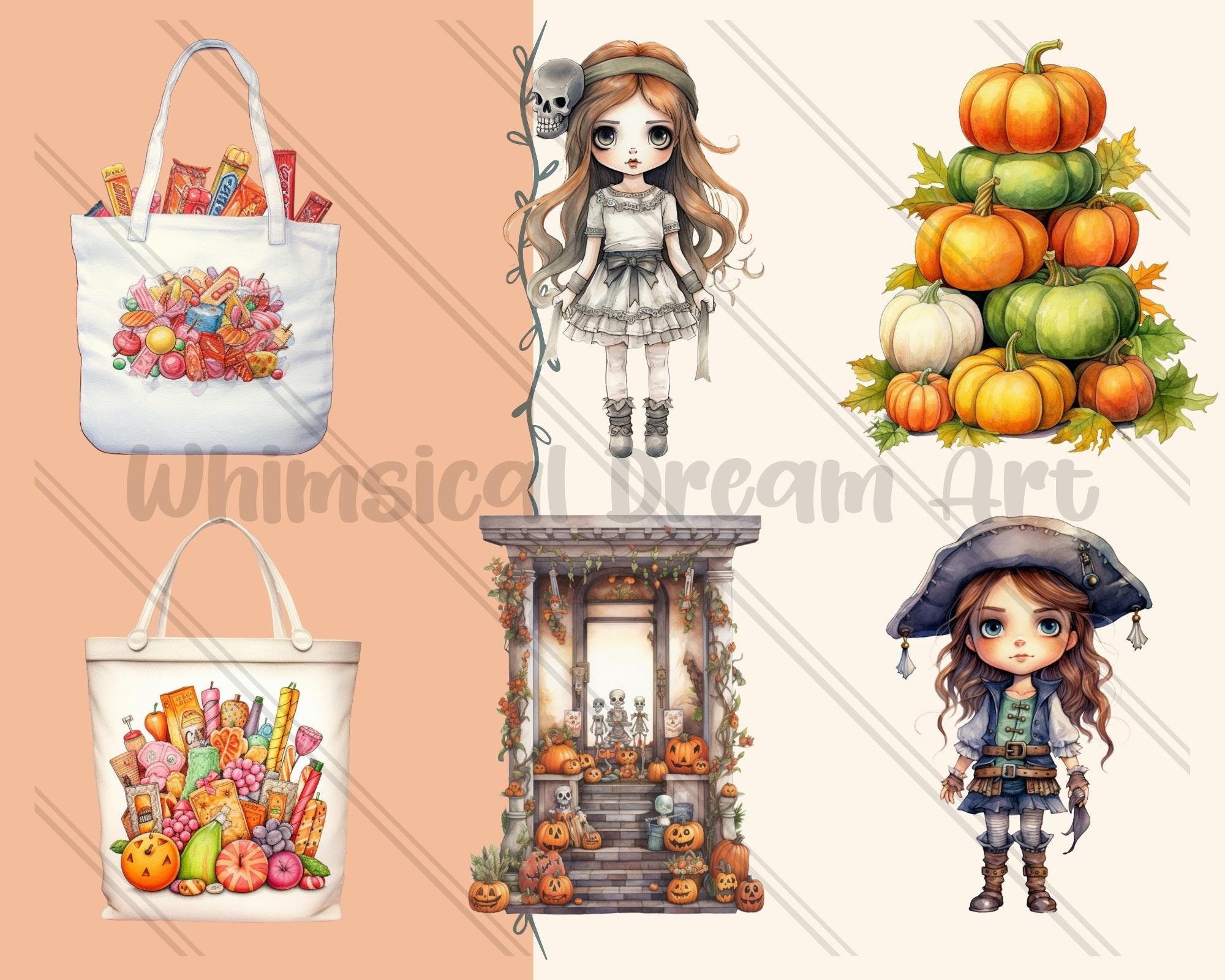 24 Watercolour Cute Halloween Clip Art Pack Spooky Clipart - Etsy