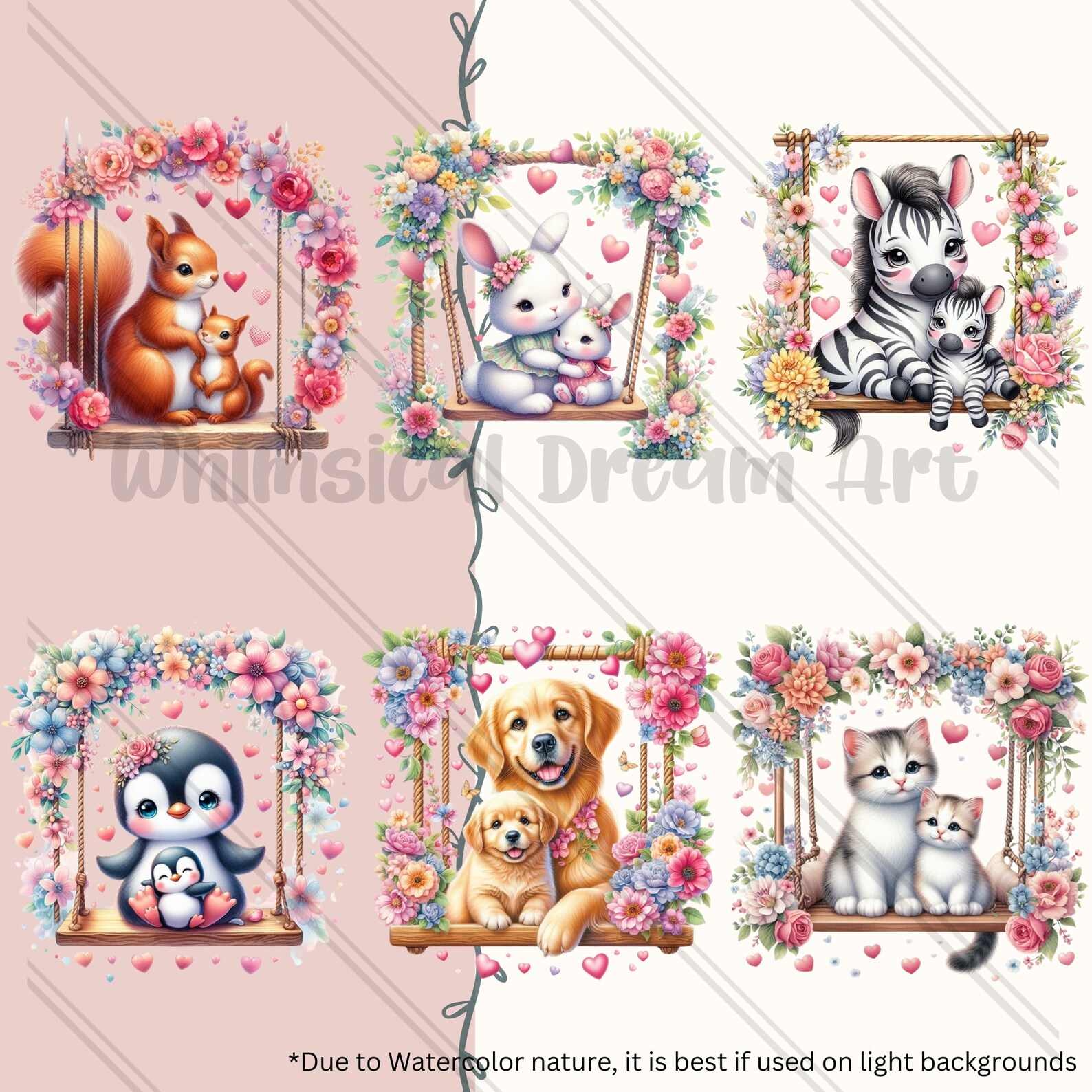 24 Mother & Baby Animal Swinging PNG Collection, Baby Animals, Cute ...