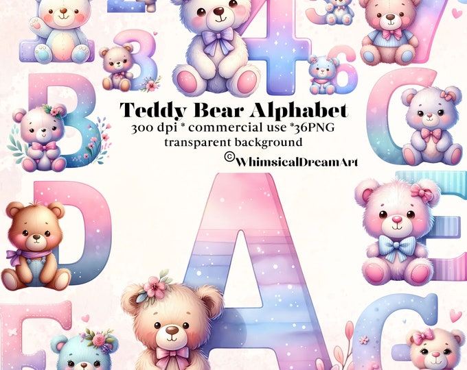 Alfabeto de oso de acuarela en PNG para uso comercial descarga ...