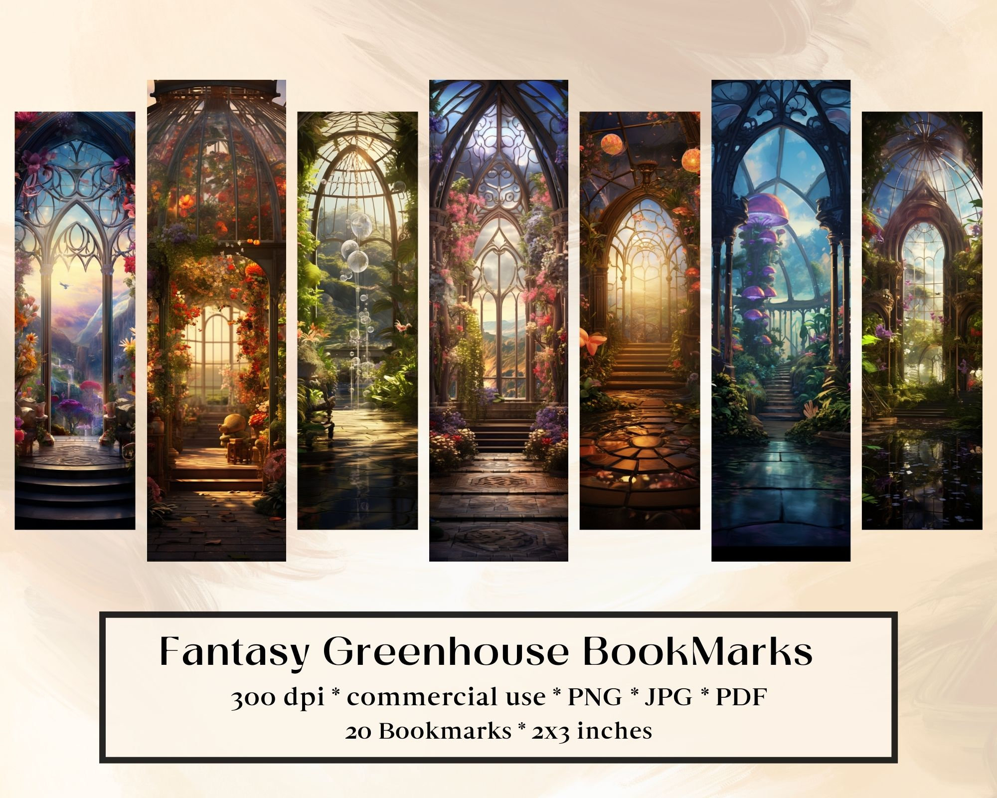 20 Fantasy Greenhouse Bookmark Design, Printable Digital Download ...