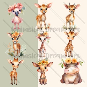 53 Boho Safari Animals Clipart Watercolor Bundle, Jungle Safari PNG ...