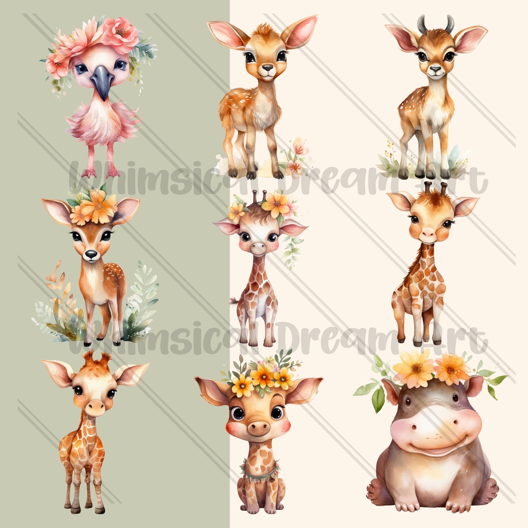 53 Boho Safari Animals Clipart Watercolor Bundle, Jungle Safari PNG ...