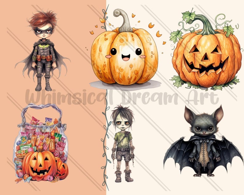 24 Watercolour Cute Halloween Clip Art Pack Spooky Clipart - Etsy