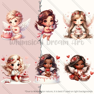 25 Watercolor Cute Valentines Cupid Clipart PNG, Valentines Day Bundle ...