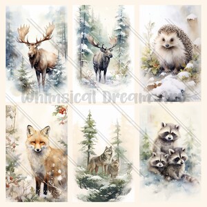 26 Winter Woodland Digital Paper, Watercolor Forest Printable Pages ...
