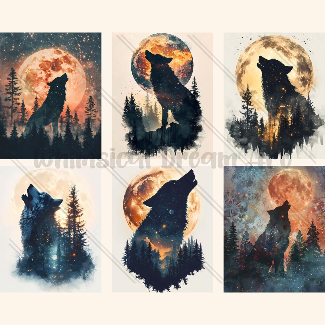 24 Starry Wolf Junk Journal Printable Pages, Printable Junk Journal ...