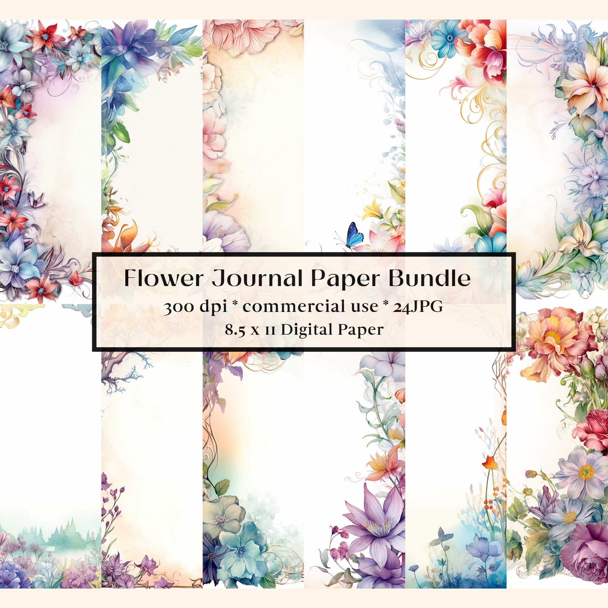 24 Flower Journal Digital Paper Fantasy Background Enchanted - Etsy