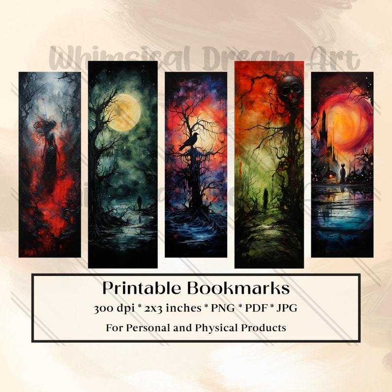21 Dark Fantasy Bookmark Designs, Printable Digital Download, Sublimate ...