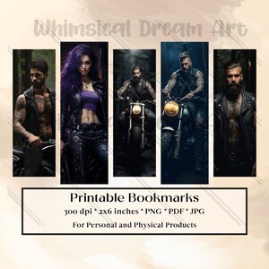 23 Romantic Dark Fantasy Biker Bookmark Designs, Printable Bookmarks ...