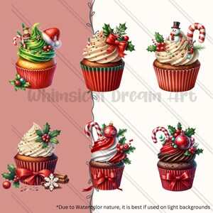 27 Christmas Cupcakes Clipart Bundle, Watercolor Festive Dessert, Junk ...