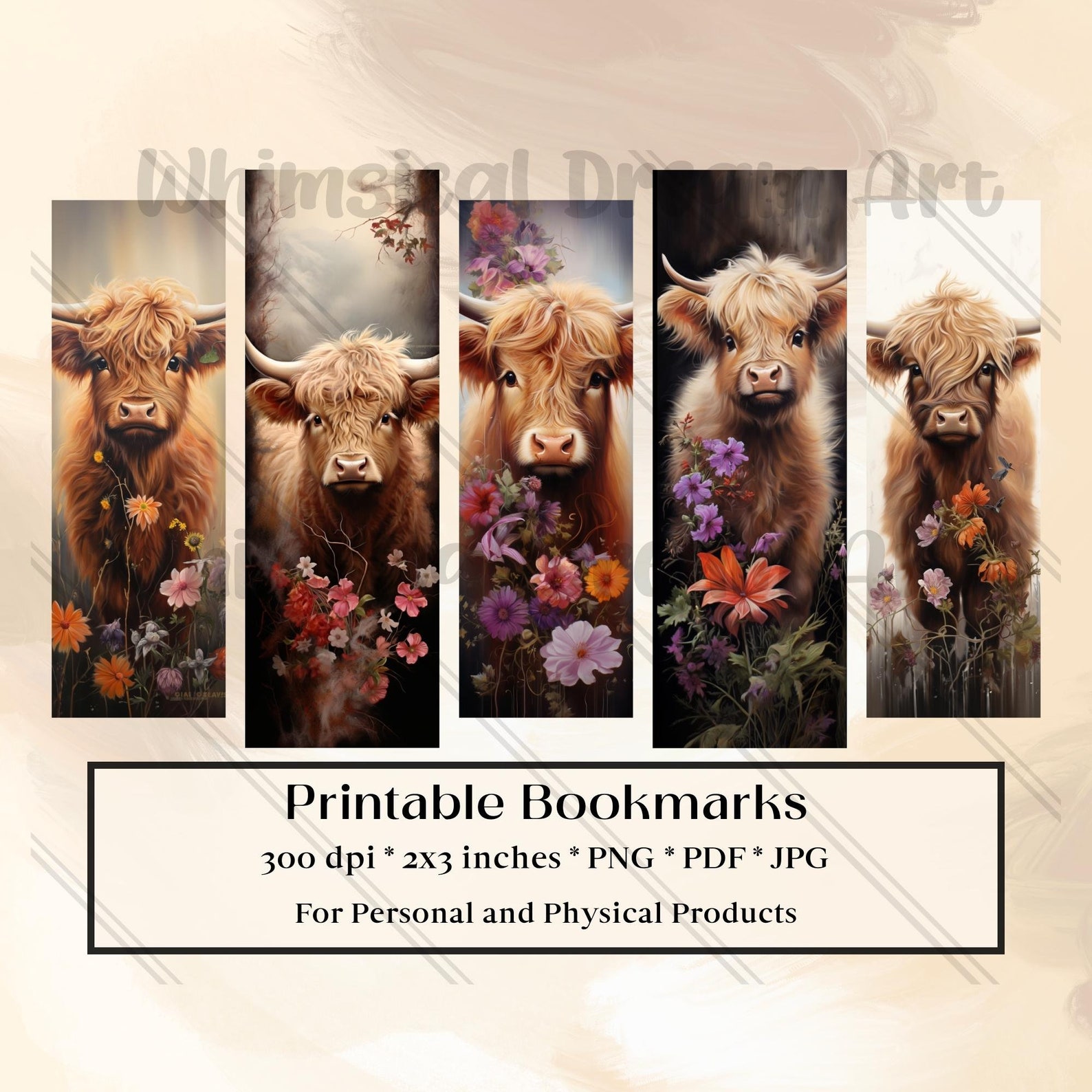 20 Cute Highland Cow Bookmark Designs, Printable Bookmarks Digital ...