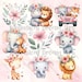 45 Watercolor Pink Safari Animal Clipart PNG Bundle, Baby Animal, Girl ...