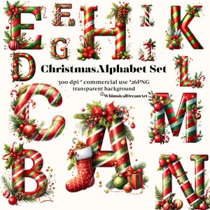 Christmas Clipart Decorative Letters, Commercial Use Digital Art ...