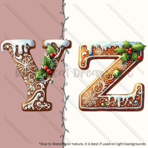 Christmas Gingerbread Clipart Decorative Letters, Commercial Use ...