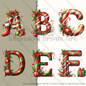 Christmas Clipart Decorative Letters, Commercial Use Digital Art ...
