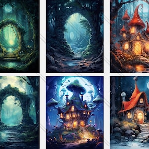 24 Fantasy Fairyland Digital Paper, Fairy Background, Digital Art ...