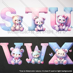 Cute Teddy Bear Clipart Decorative Letters for Commercial Digital Art ...