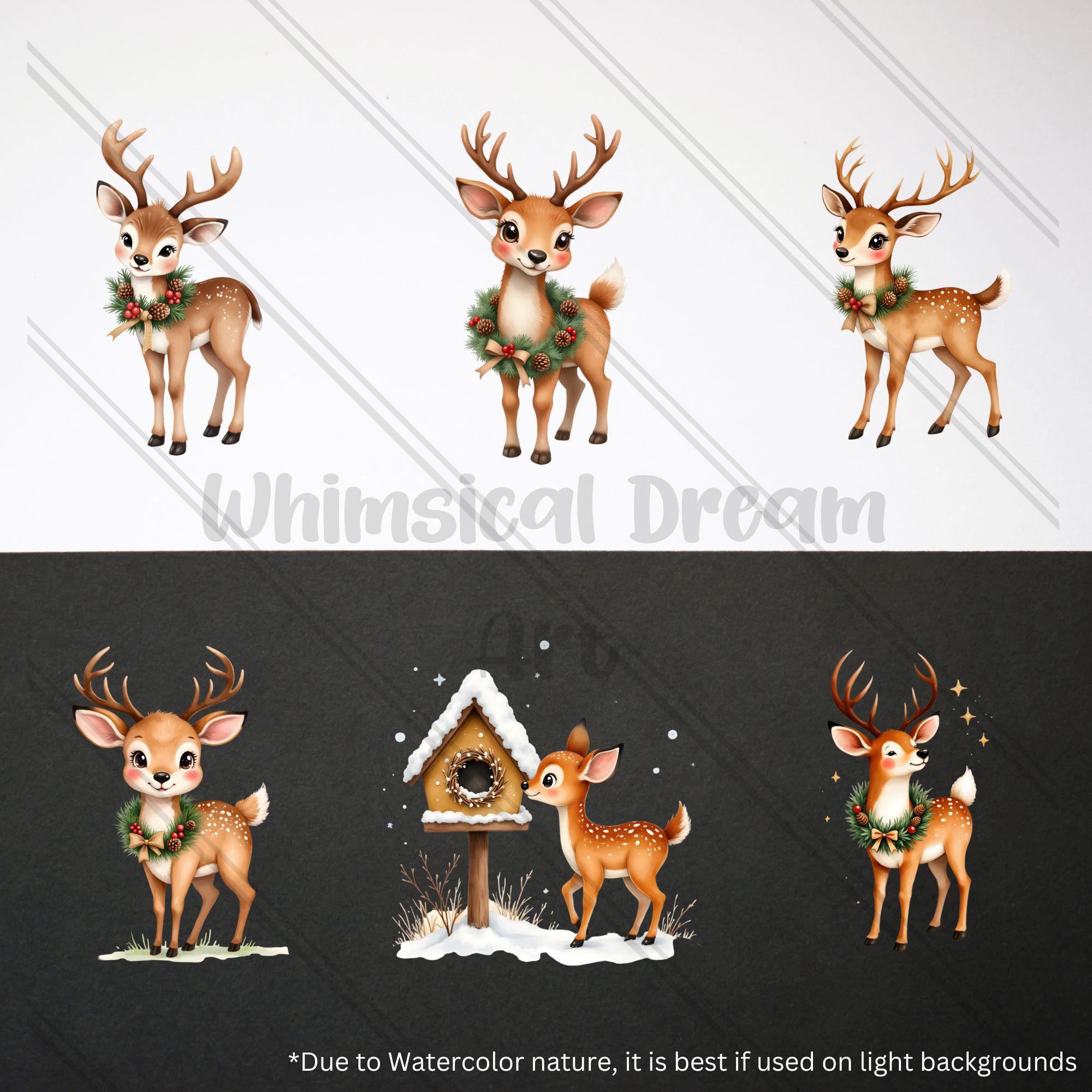23 Christmas Reindeer Clipart Bundle, Festive Reindeer Graphics Designs ...